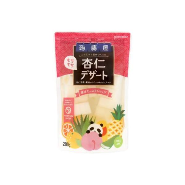 ■商品名：杏仁デザート■内容量：200g■メーカー：マルヤス食品■原材料：ビート糖（てんさい（北海道産））、果糖ぶどう糖液糖、黄桃、パイン、みかん、牛乳、アロエ、りんご果汁、乳等を主要原料とする食品、寒天、杏仁霜、こんにゃく粉、食塩／酸味料...