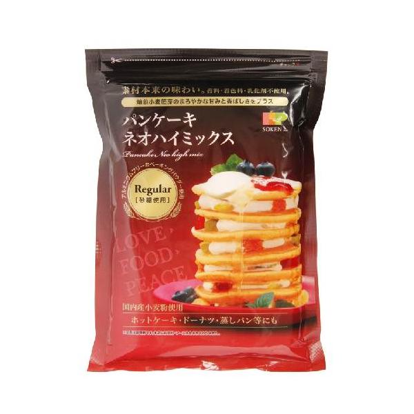 国内産小麦粉に焙煎小麦胚芽のまろやかな甘みと香ばしさをプラス。小麦本来のおいしさを追求したミックス粉（砂糖使用）。アルミニウムフリーのベーキングパウダー使用。