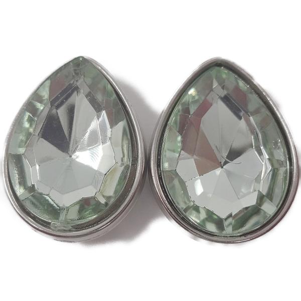 【当日出荷商品】<br>サイズ 1.4×2.0cm_3個入り色 緑（グリーン）緑（グリーン）のツメ有りのビジュー（アクリルビーズ ラインストーン）です。石座に針を通すための穴が空いていますのでこちらから縫いつける形でリメイク・手...