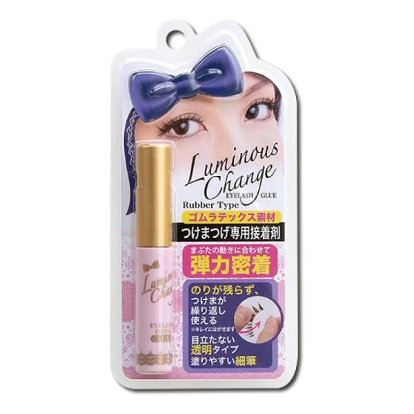 ゴムラテックス素材のつけまつ毛専用接着剤！まぶたの動きに合わせて弾力密着。のりが残らず、つけまが繰り返し使える。目立たない透明タイプ、塗りやすい細筆。