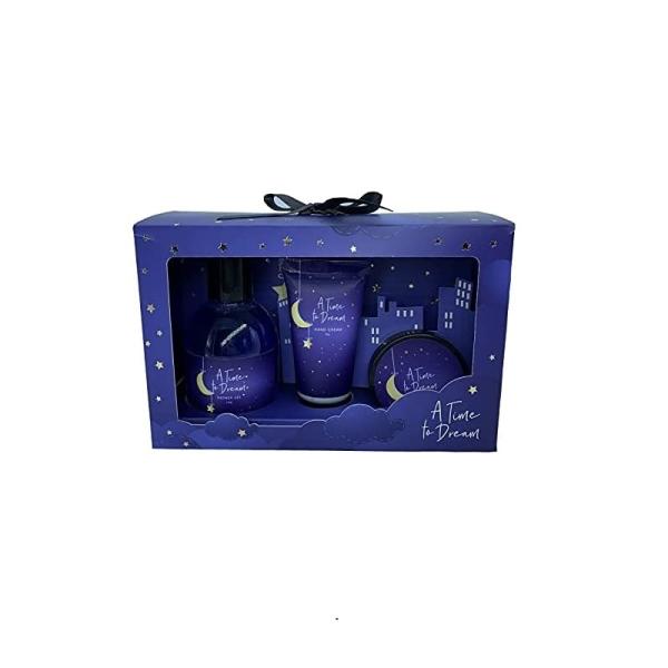 ●ボディケアアイテム3点セット。(シャワージェル・ハンドクリーム・ボディクリーム）●ベルガモットの香りがお休み前のリラックスタイムを彩ります。●秋の夜空のようなかわいいパッケージが、プレゼントやちょっとしたお返しにもピッタリです。ベルガモッ...