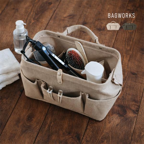 ■道具がすぐ見つかる収納バッグ・ドクターズバッグ型で大きく開き、中身が見やすい帆布製ツールバッグです。・メイクボックスやコスメ収納、救急バッグ、工具バッグとして使えます。・メイク道具やヘアアイロン、小物をまとめて収納できます。・綿65％ 麻...