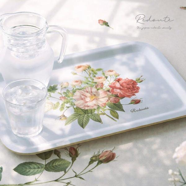 トレー 木 お盆 バラ 図譜 モチーフ トレイ 木製 バラ柄 木製トレー ウッドトレイ 盆 おしゃれ お茶出し キッチン 薔薇柄 カフェ かわいい オシャレ18世紀から19世紀にかけて活躍した宮廷画家、ピエール＝ジョゼフ・ルドゥーテ。彼の代...