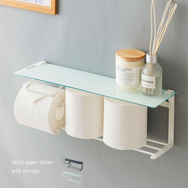 ■棚付きで上質に収納・5mm厚の強化ガラス天板を採用した、落ち着いた雰囲気のトイレットペーパーホルダーです。・水や汚れに強く、お手入れしやすい設計です。・天板は小物置きとして使え、ペーパーも複数個ストック可能です。・横から差し込む仕様で交換...