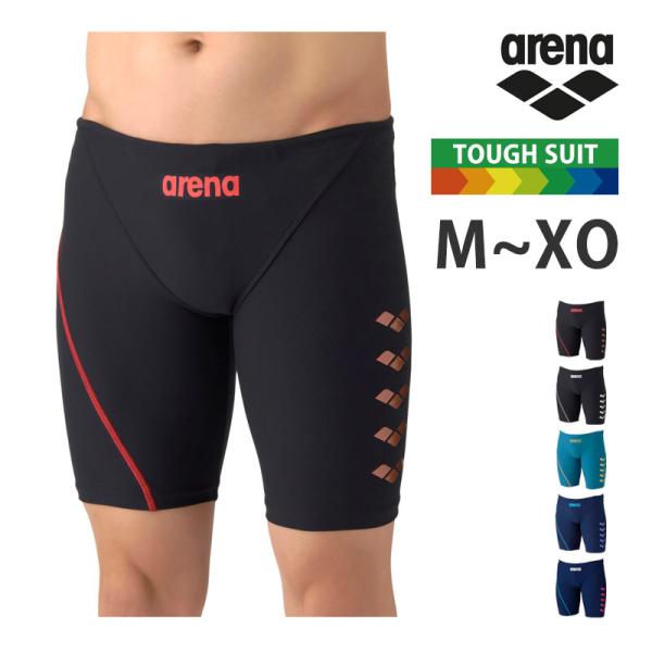 アリーナ/arenaメンズ 水着【タフスーツ】トレーニングスパッツ（ハーフレッグ）トレーニングカテゴリー「TOUGHSUITシリーズ」。大会に向けて練習を重ねる頻度が高いスイマーにオススメの練習用水着。サイズM L O XOカラーブラック×...