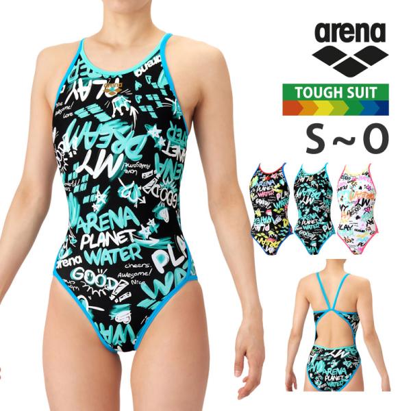 アリーナ/arenaレディース競泳水着【タフスーツ】トレーニングワンピース（オープンバック）トレーニングカテゴリー「TOUGHSUITシリーズ」。大会に向けて練習を重ねる頻度が高いスイマーにオススメの練習用水着。環境に配慮したリサイクルポリ...