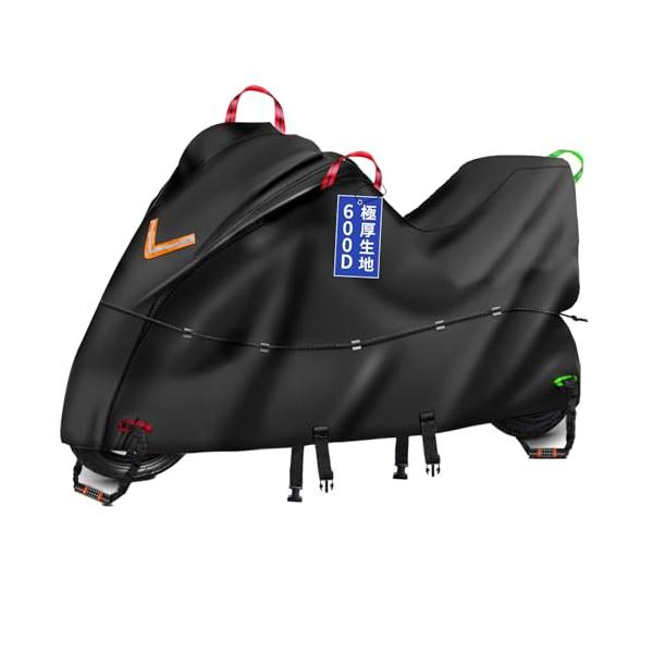 600D腰帯びブラック/ボックス3XL：全長265*前高130*リア高125/-・Size:ボックス3XL：全長265*前高130*リア高125Style:600D腰帯び・?防風プロテクション「腰絞りベルト」搭載：車体全体をギュッと締め付け...