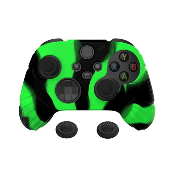 グリーン＆ブラック/-/HCX3013・Color:グリーン＆ブラック・高品質のシリコンカバーは、XboxシリーズS/Xコントローラー（モデル1914）のために特別に設計されています。様々なスタイルや色からすることができ、皆様のコントローラ...