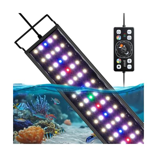 黒/32W/HG075・Size:32W・75-90CM小型水槽用水槽専用のLEDライトで、高さ約4cmの伸縮式金属ブラケット2本付属し、幅75cm-90cmまでの水槽に簡単に設置でき、省スペース設計で邪魔になりません。明るく自然な光で鑑賞...