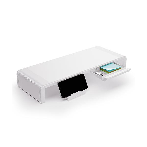 ホワイト/-/-・3段階幅調節両サイドの脚を折りたたんで幅を調節するタイプで、合わせて3種類の幅（42cm/47cm/52cm）が設定で、様々なデスク環境に対応できます。滑り止め用のシリコンパッドが付いており、安定感たっぷりです。 人間工学...