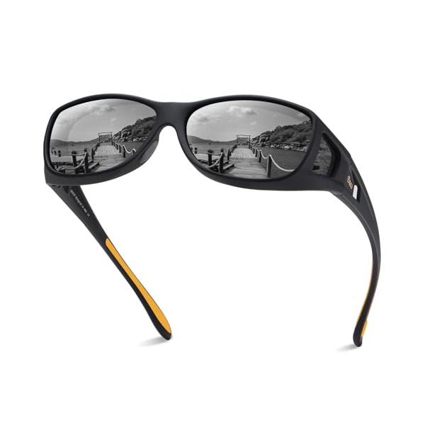 カジュアルM-size-Black Yellow/M/8953・Color:M-size-Black Yellow・メガネの上にかけられるオーバーサングラス、近視、遠視、老視の眼鏡かけた人もご利用できます。ゆったりとした構造で圧迫感がありま...