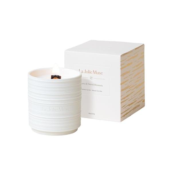 柚＆ネロリ/-/-・ScentName:柚＆ネロリ・セラミックジャーキャンドル - 水紋を施したキャンドルジャーに自然素材のワックスとウッドウィック。キャンドルを灯して自然由来のヒーリング効果をお楽しみください。・おしゃれなパッケージ-ゴー...