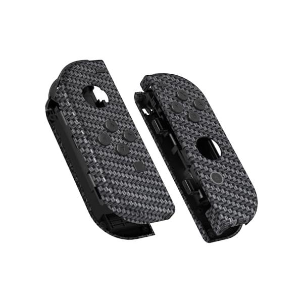 ブラックシルバーカーボンファイバー/-/CS202・Color:ブラックシルバーカーボンファイバー・パッケージ個数:1・スイッチ ジョイコンにフィットするカスタムデザインの替えるハウジング。精密にカットされたケースは元のケースとまったく同じ...