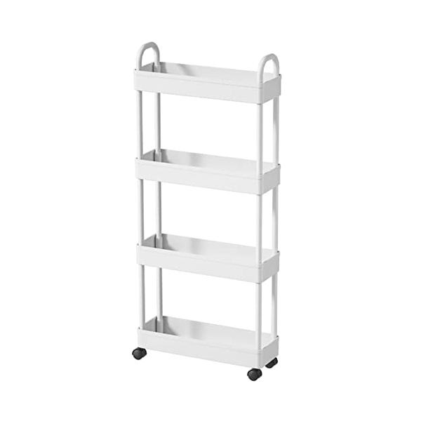 おしゃれホワイト/13CM/YXSW927・シーンを選ばない簡単実用ワゴンカート収納ラックは細身設計で部屋の隙間を活用できます。ランドリー、脱衣所、冷蔵庫や洗濯機、洗面台横との隙間に使用は完璧、スペースを節約し充分利用します。素材：ステンレ...