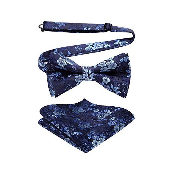 ビジネス21 ネイビー・ブルー（花柄）/Free Size/-・Size:Free SizeColor:21 ネイビー・ブルー（花柄）・??パッケージ情報ポリエステルとシルク製蝶ネクタイ：横12cm X 縦 7cm、首回りは32cm〜52c...