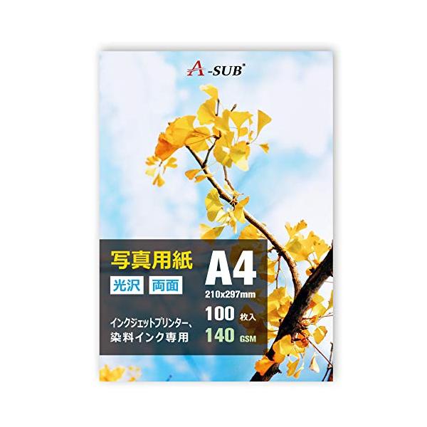 白/A4/-・対応インク：インクジェットプリンター 染料インク専用・入り数：A4 (210×297mm) 100枚入 98%白色度・坪量・厚み：140g/m2・0.19mm薄手・オススメ適用範囲：両面印刷できて、雑誌、メニュー、カード、ポス...