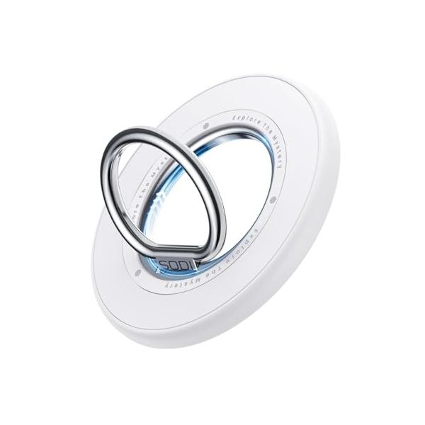 ホワイト/-/ホワイト・Model:ホワイト・?両面マグネット式従来の片面磁石と比べて、両面磁力なので、スマホをMagSafe式車載ホルダー、冷蔵庫、テーブル、洗濯機、ジム設備、更に車体などあらゆる磁性物に取り付けます。（??ご注意：ホルダ...