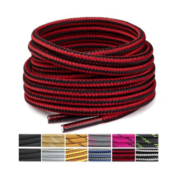 ブラック/レッド/160cm/-・Color:ブラック/レッドSize:160cm・Stepace丸紐2足 (4本入り)・メイン素材：ポリエステル・幅：約0.4cm-0.45cm（スニーカー・登山靴・革靴・作業靴などの靴に適用）・全5サイズ...