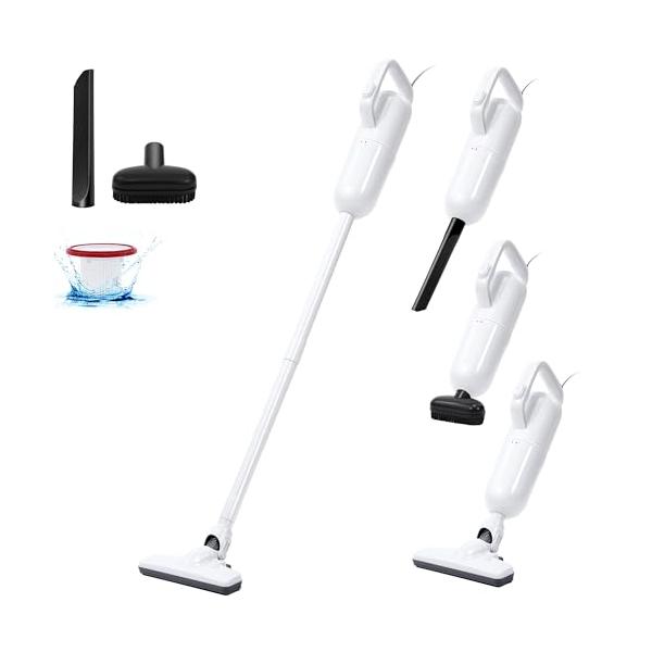 コード式掃除機ホワイト/-/-・Color:ホワイト・サイクロン式・強力吸引で楽々掃除400Wの強力なブラシレスモーターを搭載し、15000paの強力な吸引力で、床のホコリやペットの毛も一瞬で吸引。5メートルの長い電源コードで充電不要、家中...