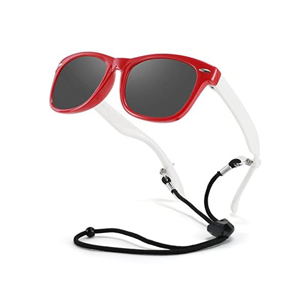 レッド・ホワイト/-/B2830-004-F・Color:レッド・ホワイト・UV400保護 偏光レンズ-FEISEDY TAC偏光レンズ、UVBおよびUVA光線の99％または100％を遮断し、有害なUVAおよびUVB光線から子供の目を保護し...