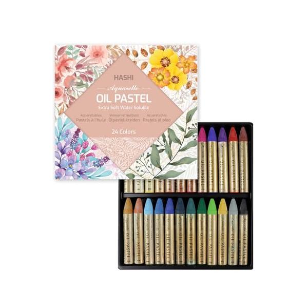 チゼル。24色/24 Count (Pack of 1)/LA20・Color:24色・二重効果水彩クレヨン従来のクレヨンと水彩効果の融合を体験してください。 HASHIの革新的な配合により、水と混ぜると美しい水彩画に変わる鮮やかな色のクレ...