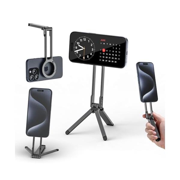 メタリックグレー/-/25M077・Color:メタリックグレー・パッケージ個数:1・Magsafe用 折りたたみ式 スマホ三脚 Ulanzi MA30 Magsafe スマホ三脚ではスマホを固定する部分が強力マグネットへ進化しスマホをしっ...