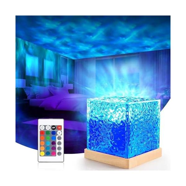 モダンブルー/約11.5センチメートル×11.5センチメートル×12センチメートル/SWP・Color:ブルー・ダイナミックな光の雰囲気伝統的な静的な雰囲気を壊し、この水紋プロジェクションライトは内部の回転ライトシートによって駆動され、水紋...