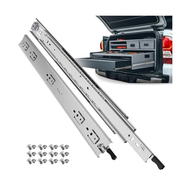 幅51MM・耐荷重68KG/1000MM/-・Size:1000MMColor:幅51MM・耐荷重68KG・安全な重力式ロックシンプルかつ確実な重力式ロック機構を搭載する 重量用 スライドレール です。傾斜や揺れがある場合でも引き出しが突然...