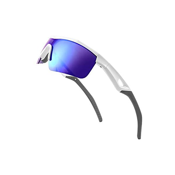 モダンホワイト・ブルー/-/B2454・Color:ホワイト・ブルー・FEISEDY 子供用スポーツサングラスフレームは光沢仕上げで塗装されています。テンプルは耐水性のゴム素材でできており、汗をかいてもこめかみや頬の摩擦を改善します・FEI...