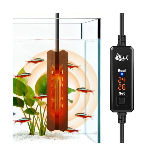 ブラック/100W/AQ199・Size:100WColor:ブラック・パッケージ個数:1・??正確な温度制御で安心 AQQA水槽用ヒーターは2025年新モデルとして登場。小型水槽に合わせた専用設計で、15〜34℃の範囲を細かく調整。精度は...