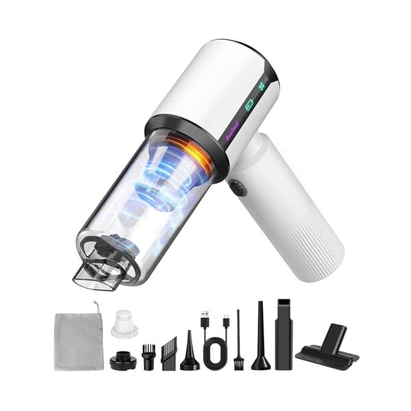 パールホワイト/Medium/HX-606・Color:パールホワイト・???新開発！！LEDディスプレイ！！驚きの40KPa吸引力！3段階吸引力BeeToolハンディクリーナーは先進的LEDディスプレイを搭載し、吸引力のレベルやバッテリー...