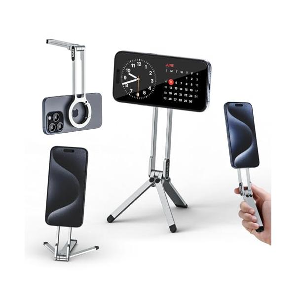 銀/-/25M060・Color:銀・パッケージ個数:1・Magsafe用 折りたたみ式 スマホ三脚 Ulanzi MA30 Magsafe スマホ三脚ではスマホを固定する部分が強力マグネットへ進化しスマホをしっかり吸着固定します。片手でわ...