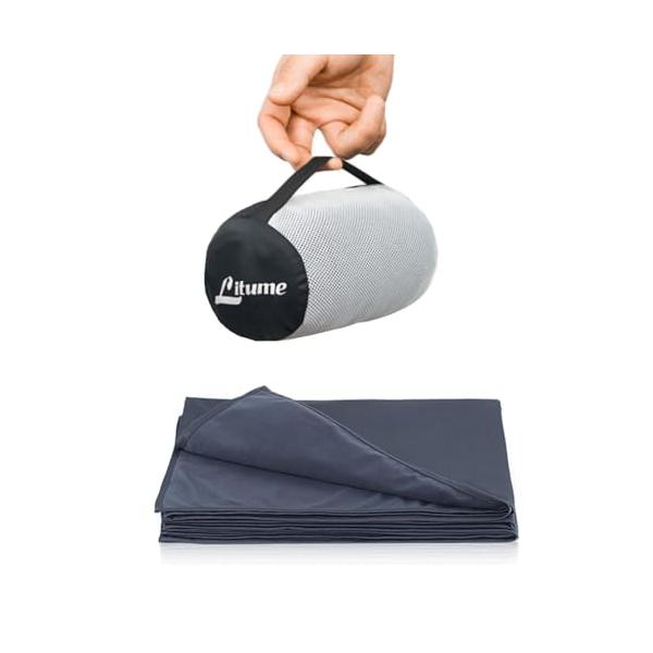 折り畳みダークブルー/122 x 170 cm / Packed size: 10 x 15 cm/E650・Color:ダークブルーMaterialType:ベロア・パッケージ個数:1・柔らかいベロアフリース生地：トラベルブランケットは通...