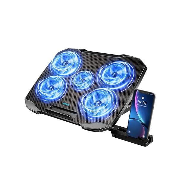 ブラック/Blue/F2PLUS_5 Fans・Color:ブラック・AIMIUZIノートパソコンクーラーは、最大15.6インチのノートパソコンを冷却するために特別に設計されています。 ハニカムスタイルのメタルメッシュ、小型ファン1つ、大き...