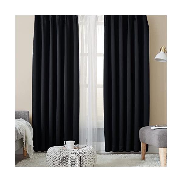 ブラック/丈120 cm x 幅100 cm (4枚組)/-・Color:ブラックSize:丈120 cm x 幅100 cm (4枚組)・◆一級遮光このカーテンは遮光度が99.99％以上，外からの光をほとんど通さないため、昼間カーテンを閉...