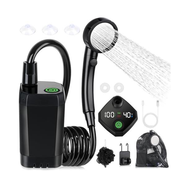 ?代ブラック/-/-・Color:ブラック・パッケージ個数:1・防水で頑丈： 底の吸盤デザイン電動シャワーポンプはIPX7防水等級を持ち、完全に水に浸かることができます、充電口には防水カバーが装備されています、ご使用の際は防水カバーが締め付...