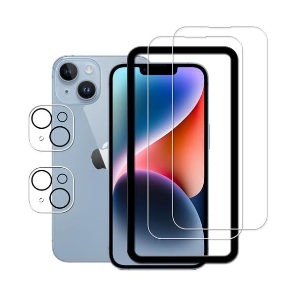 -/iPhone14/XZB16・Size:iPhone14・対応機種-2+2枚入りiPhone14 用 ガラスフィルム（２枚入り）＋カメラフィルム（2枚入り）。万が一製品にご満足いただけない場合は、弊社よりに全額返 金・対策がございますの...