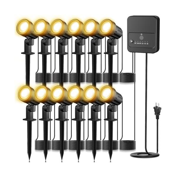 ACコンセント式ガーデンライト・12灯式・電球色・24時間点灯モード・夜間点灯モード・タイマー機能電球色2700K/12灯式/DY035A-1204・Color:電球色2700KSize:12灯式・★新登場のコンセント式LEDガーデンライト...