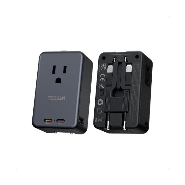 シルバーブラック/(70W)3USBC+1USB-A/NT011-US・Color:シルバーブラックSize:(70W)3USBC+1USB-A・一台6役海外 変換プラグ3個のUSB-Cポートと1個のUSB-Aポート及び2個のAC差込口を搭...