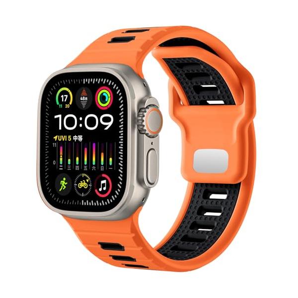 オレンジブラック/44/45/46/49/42mm(Series 3)/-・Color:オレンジブラックSize:44/45/46/49/42mm(Series 3)・商品仕様アップルウォッチ用 シリコン バンドは、Apple用 Watch...