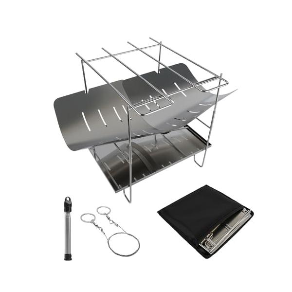 -/-/FRST01・商品仕様材質：ステンレス。梱包サイズ：約32x24x3cm、組み立てサイズ：約21x21x26.5cm。パッケージ重量：約0.92kg。パッケージ内容：ラックx1、火床(ロストル)x1、スピットx2、灰受けシートx1、...