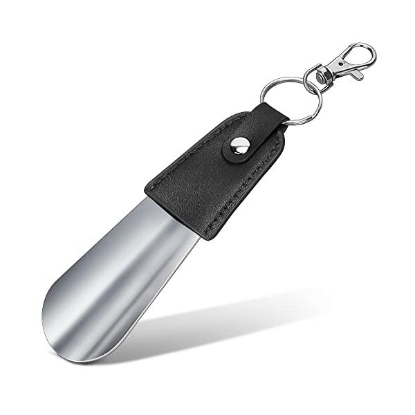 ブラック（PUハンドル）/13CM/-・Color:ブラック（PUハンドル）・パッケージ個数:1・コンパクトサイズ：13×3.8×0.1cm、重さは40g。 キーホルダー付きで、バッグに掛けたり、バッグ・ポケットに入れたり、ミニ靴べらはバッ...