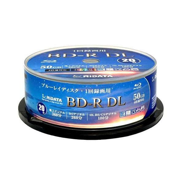 -/-/BR260EPW4X.20SP・1回録画用BD-R DL 50GB（片面2層）・地上デジタル 360分/ BSデジタル 260分 / 4K BS CSデジタル 180分・インクジェットプリンター対応ホワイトレーベル（内径22ｍｍまで...