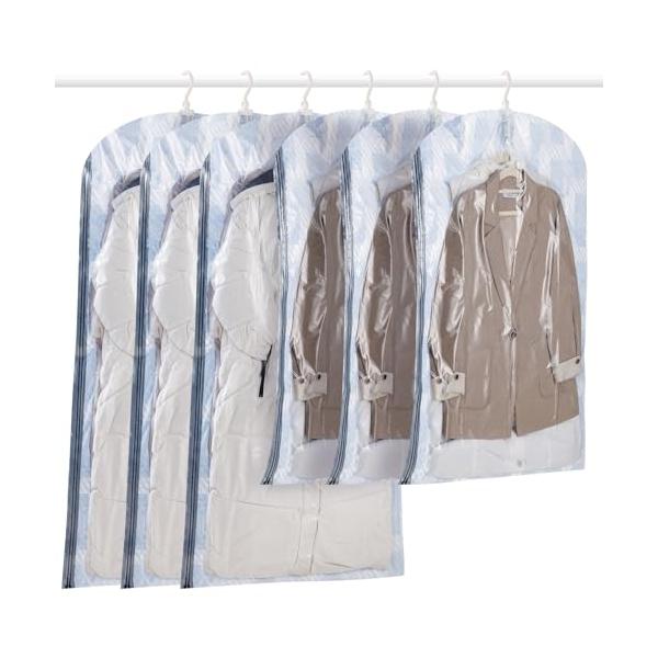 青と白/3L+3M/-・Size:3L+3M・商品仕様：衣類圧縮袋サイズ:135*70 cm(3枚)+105*70 cm(3枚)。ブルー コーストラインパターンの吊り下げ圧縮袋はオーバーコート、ジャケット、洋服など簡単に収め、収納スペースを...