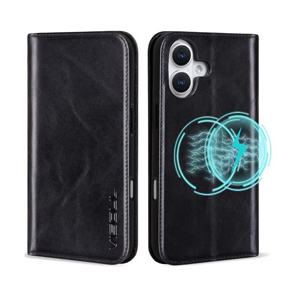 ブラック/-/-・Color:ブラック・全面保護・携帯ケース対応機種iPhone16(6.1インチ)。対応機種と画面サイズをよくご確認のうえ、ご購入いただけますようお願い致します。手帳型ケースの収納ポケットがあり、会社の入館カードや交通系I...