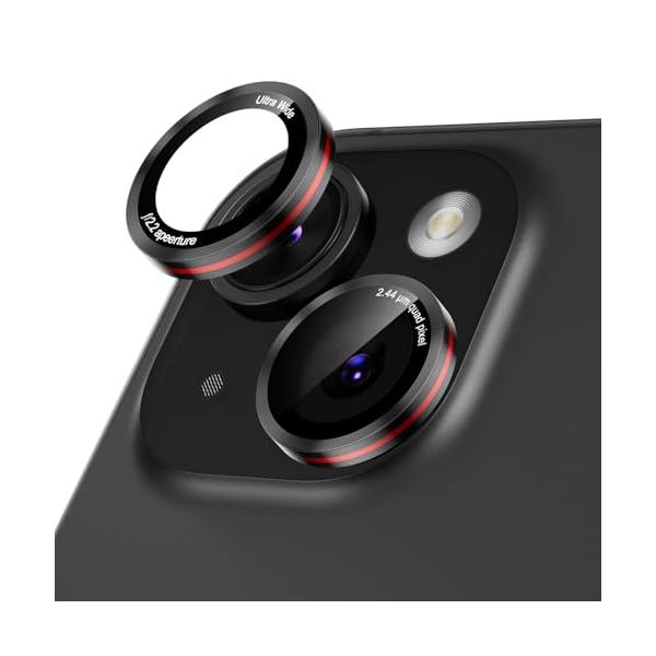 ブラック/iPhone13/13mini用/-・Color:ブラックSize:iPhone13/13mini用・対応機種iPhone 13 /13 mini専用レンズカバー。本物のカメラレンズに着想を得た赤いリングストリップが、iPhone...