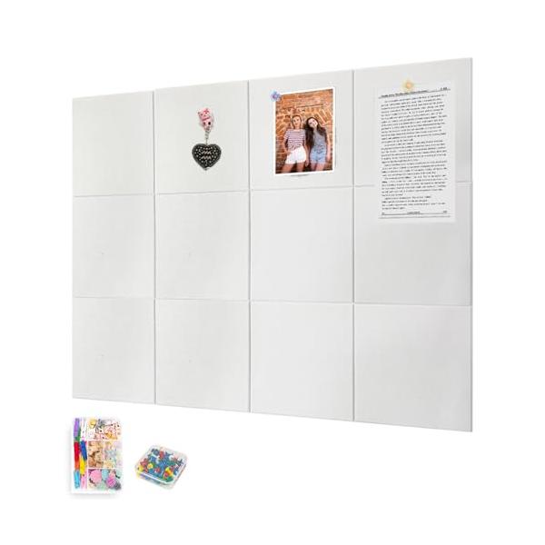 フラット ブライトホワイト/90x120cm（12枚入り）/-・Size:90x120cm（12枚入り）Color:フラット ブライトホワイト・環境に優しく安全な素材：フェルトボードは、従来のコルクボードに代わる現代的な製品で、接着剤や化学...