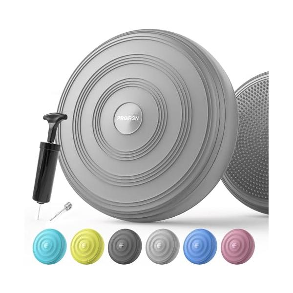 グレー/-/-・Color:グレー・二面使用片面凹凸ポイントが筋肉を刺激でき、片面リング横向き（違和感なく座れる）、異なるニーズに適しています。バランスクッションの表面は摩擦を増加させるためにつや消しテクスチャ、滑り止め、安定性があります。...