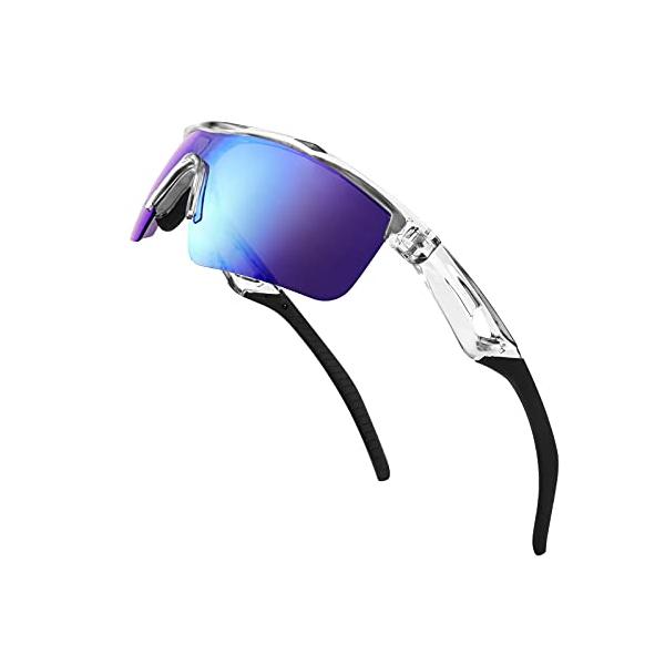 モダントランスペアレント・ブルー/-/B2454・Color:トランスペアレント・ブルー・FEISEDY 子供用スポーツサングラスフレームは光沢仕上げで塗装されています。テンプルは耐水性のゴム素材でできており、汗をかいてもこめかみや頬の摩擦...