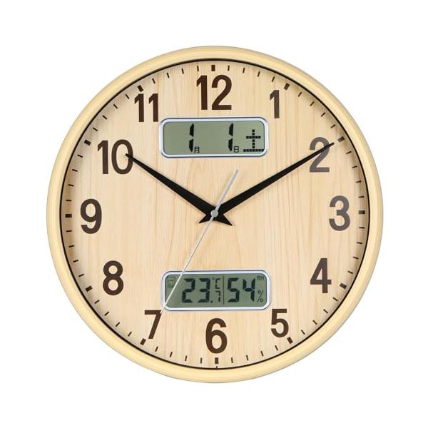 おしゃれナチュラル/電波・32CM/-・Color:ナチュラルSize:電波・32CM・メーカー：1年・機能：時刻を自動で修正する電波時計、 秒針の音がコチコチならない静かな連続秒針を採用、カレンダー表示、温度 湿度表示・本体サイズ:(約)...